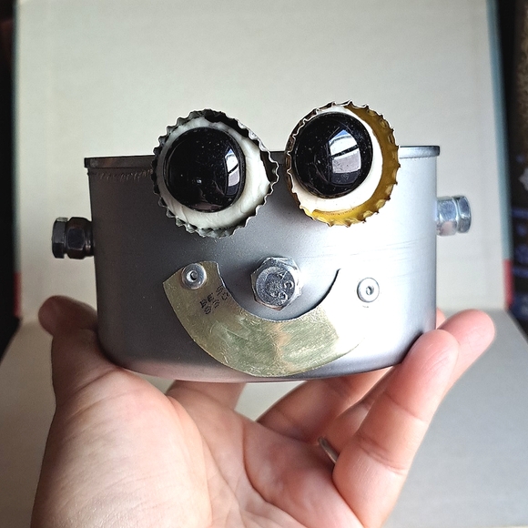 Handmade | Storage & Organization | Happy Retro Robot Scrap Metal Art ...